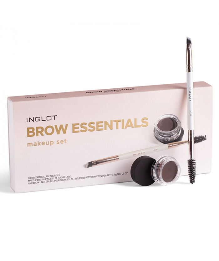 Набор для бровей BROW ESSENTIALS MAKEUP SET ( Гель для бровей AMC BROW LINER GEL 16, Кисть для ...